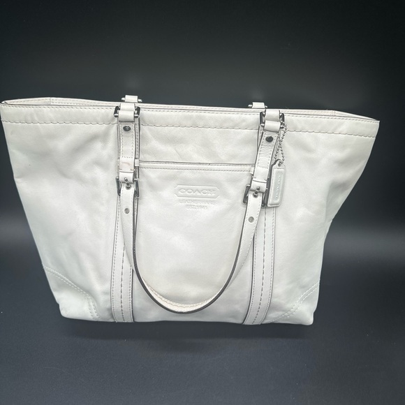 Bags | Coach Ivory Cowhide Eastwest Leather Tote Shoulder Bag | Poshmark